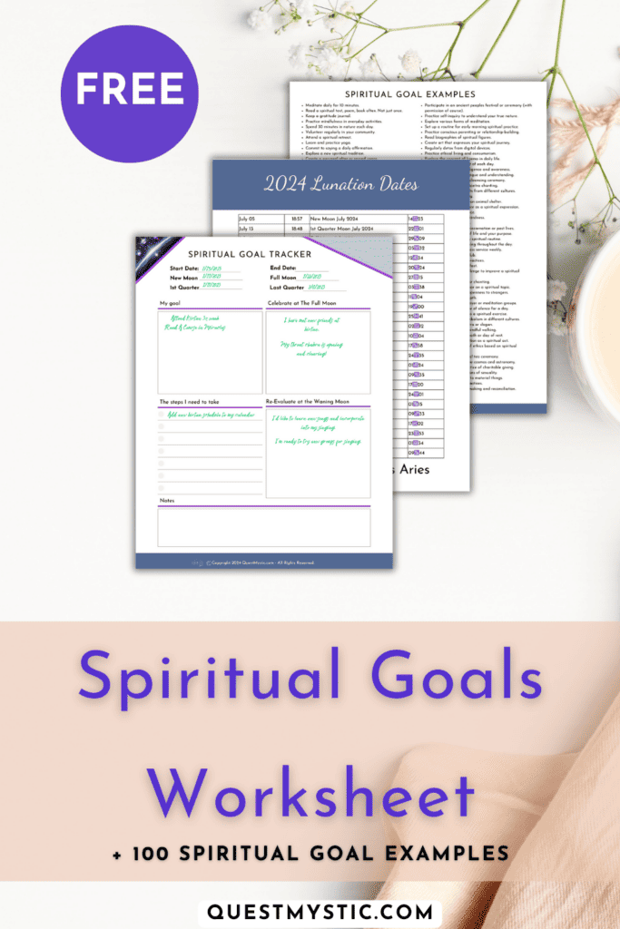 Spiritual Goals Worksheet freebie - Quest Mystic